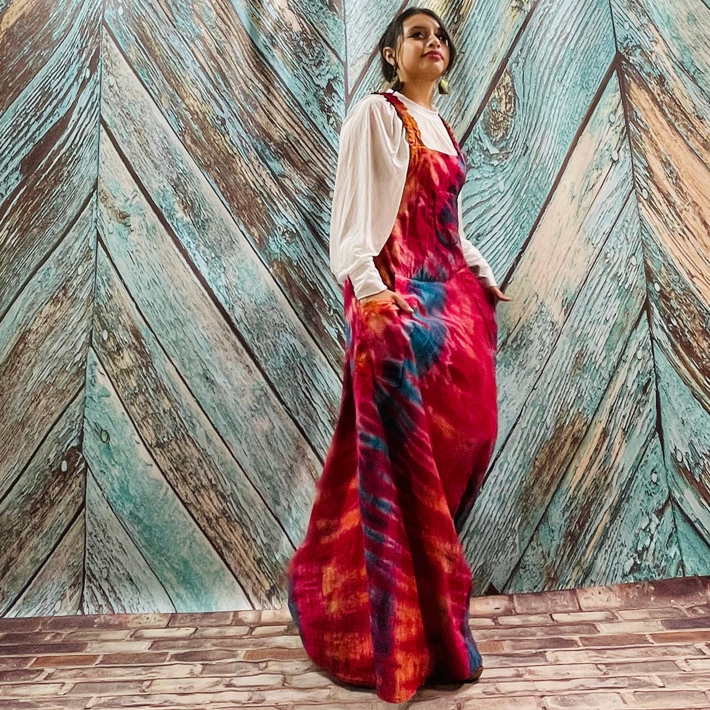 Binsa Pinafore Hand Tiedye Overalls Maxi Apron Dress Festival - Etsy