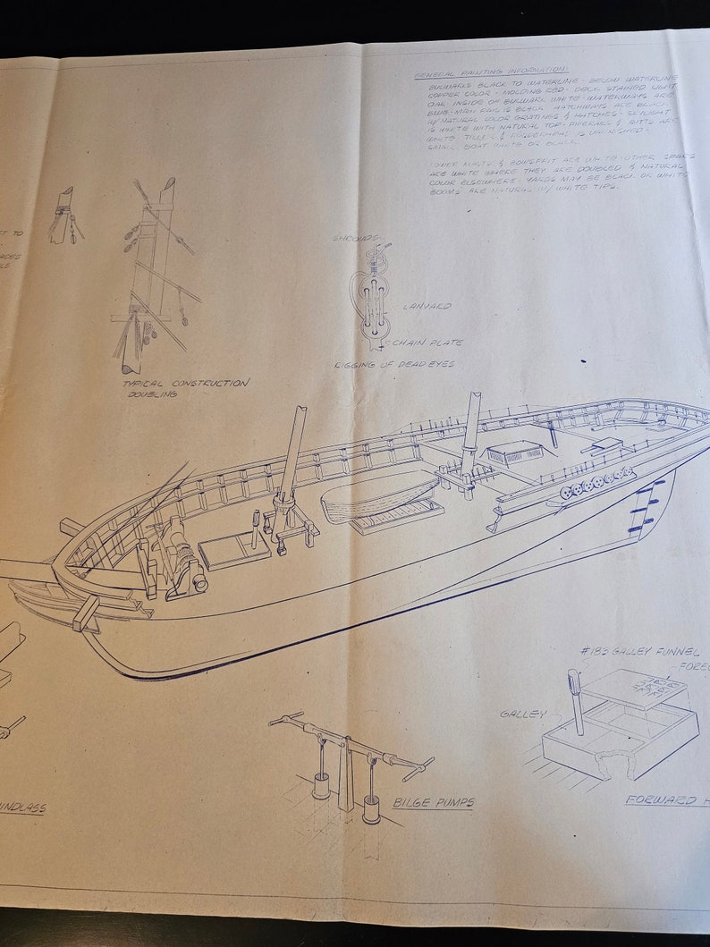 Complete Set of 3 Large Ship Blueprints From 1840 - Etsy