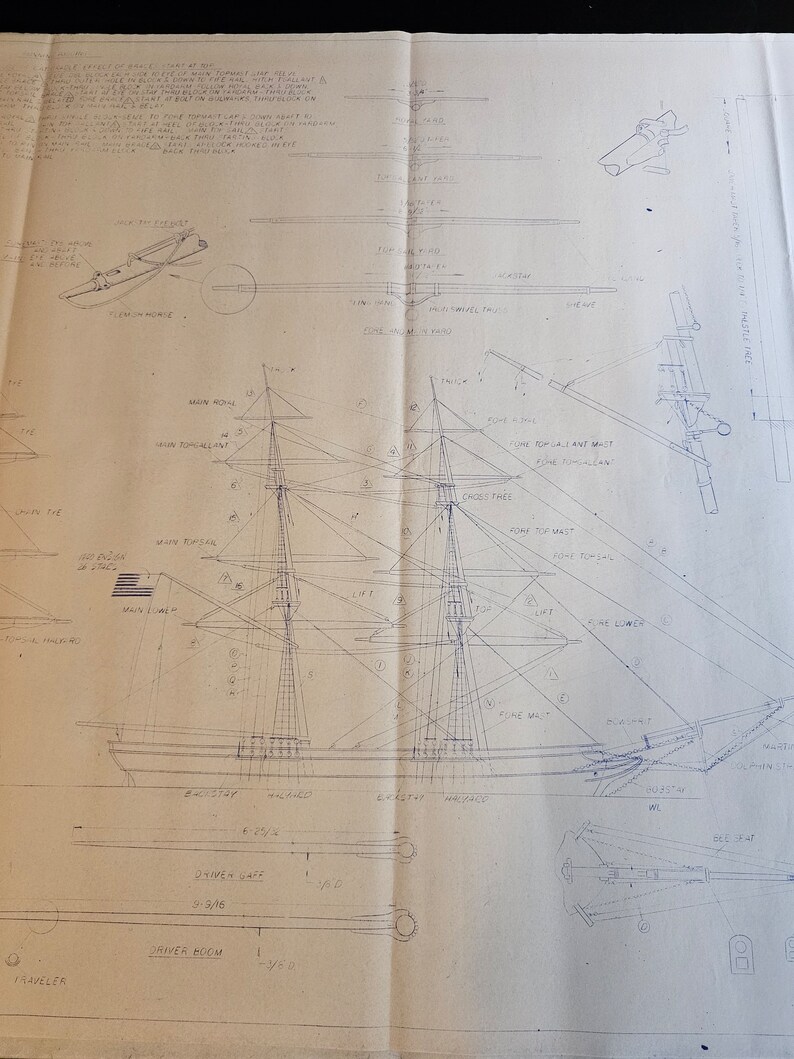 Complete Set of 3 Large Ship Blueprints From 1840 - Etsy