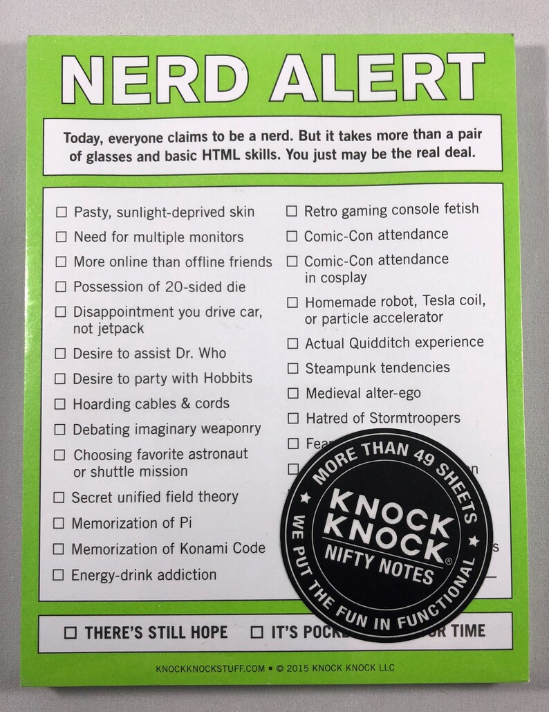 Knock Knock Brand Nerd Alert Notes - Etsy