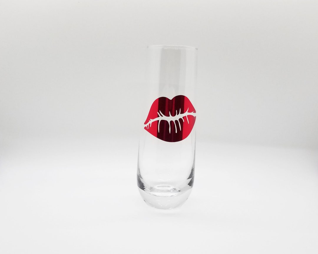 Kiss Champagne Flute: Valentine's Day Stemless Glass, Galentine's Gift ...