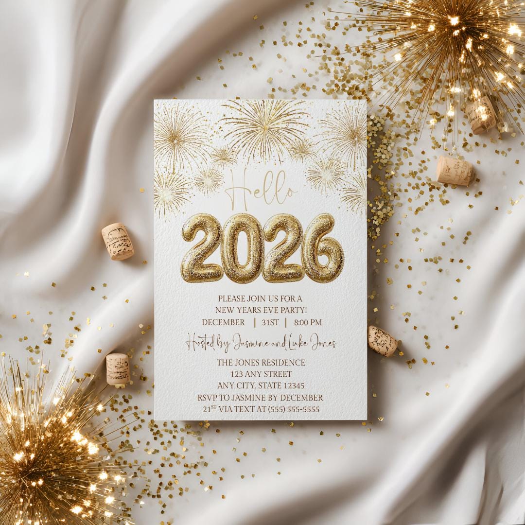 Gold Balloon New Years Eve Party Invitation (digital Invite) - Etsy