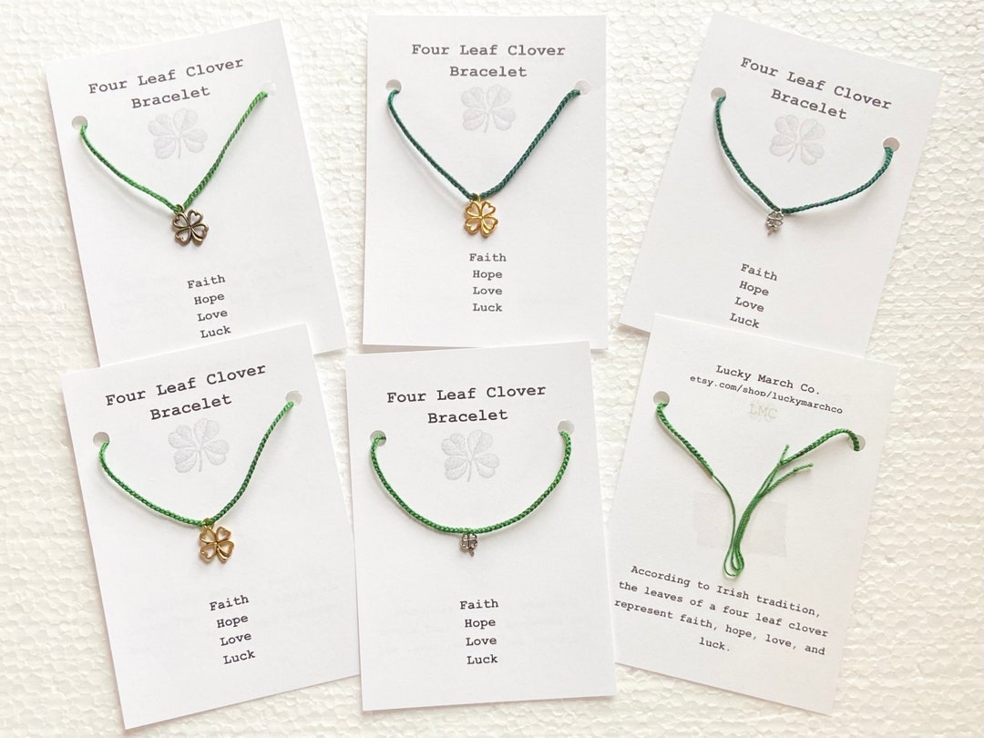 Four Leaf Clover Friendship Bracelet - Gold, Silver, Bronze - St ...
