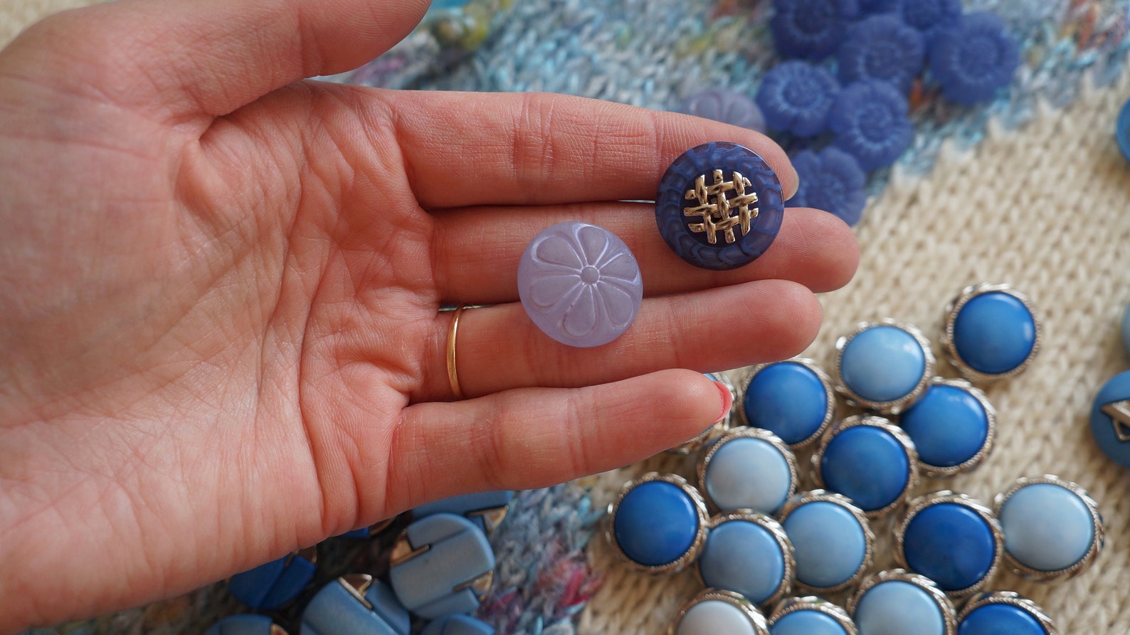 Decorative Buttons Set Blue Tone 65 Pieces Mix Colored Buttons | Etsy