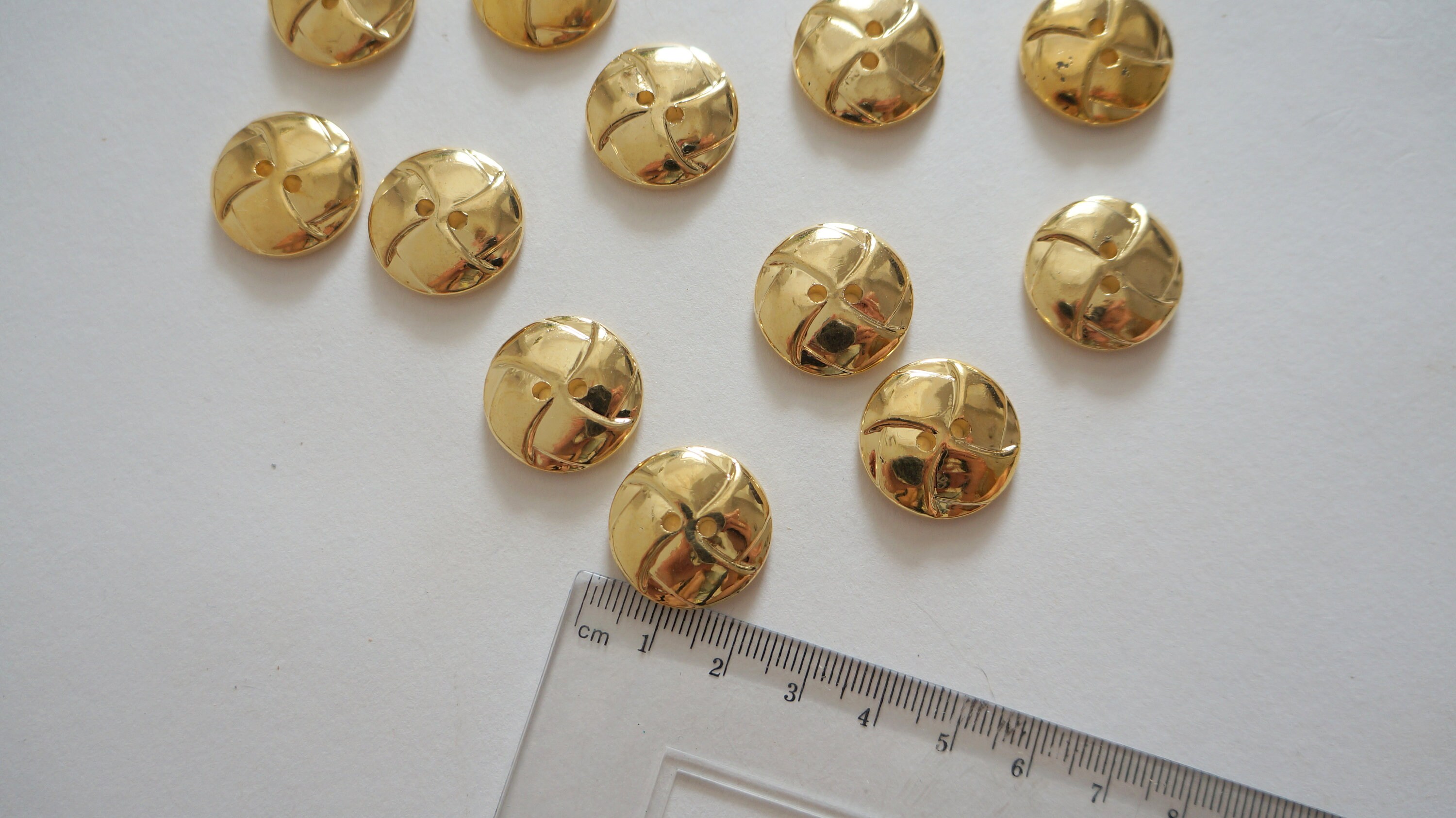 12 gold buttons SMALL buttons decorative buttons 2 hole | Etsy