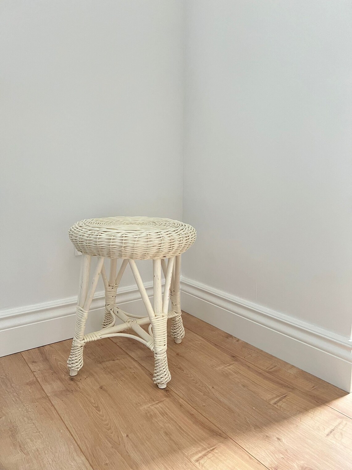 Wicker Stool Eco White Stool Chair Natural Wicker Gift for - Etsy