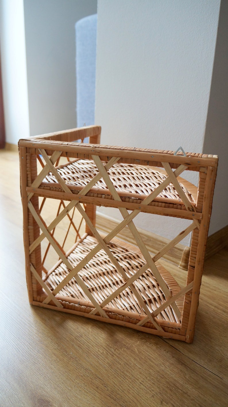 Wicker Corner Shelf Small Corner Natural Ecological Shelf - Etsy