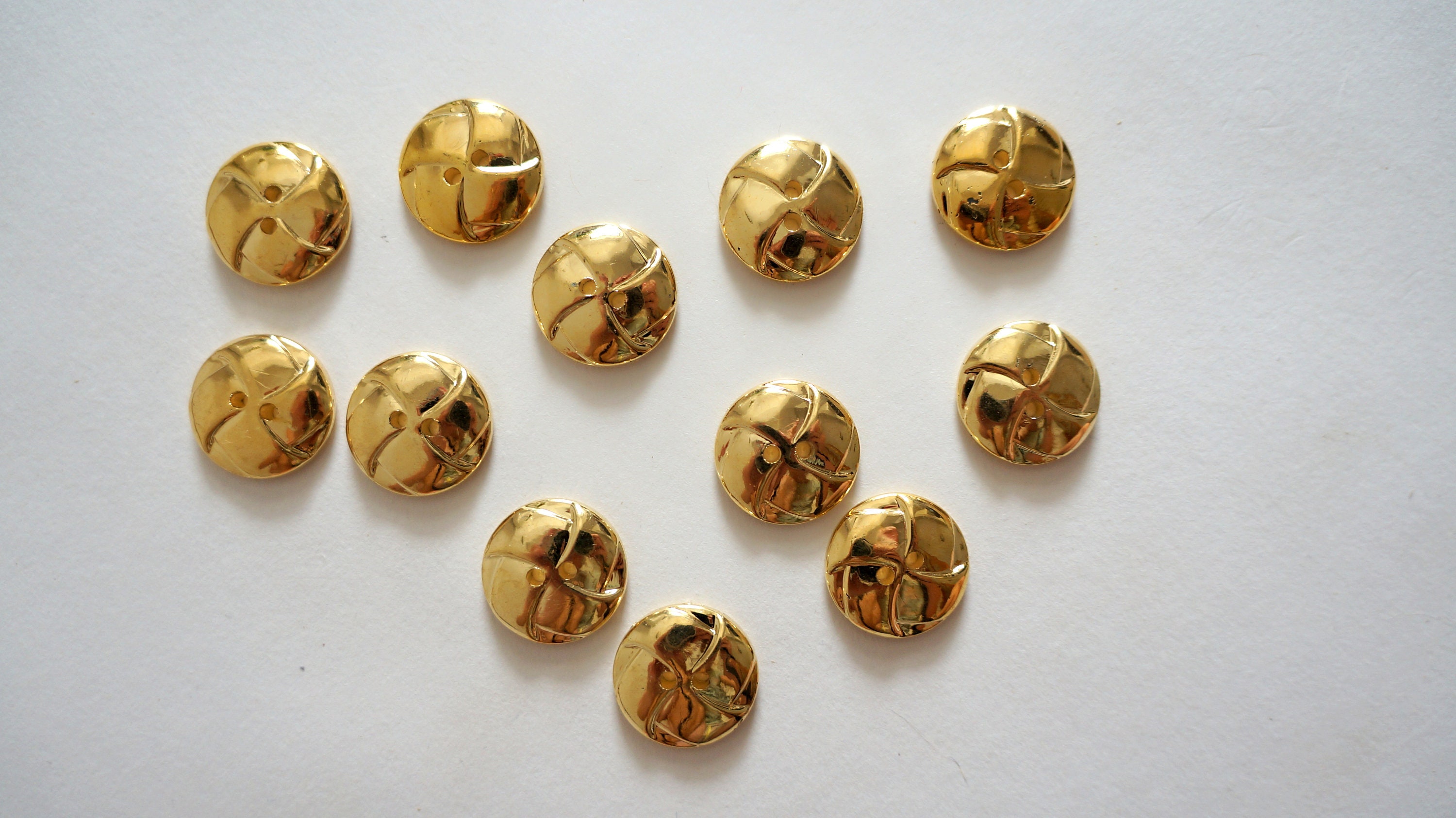 12 gold buttons SMALL buttons decorative buttons 2 hole | Etsy