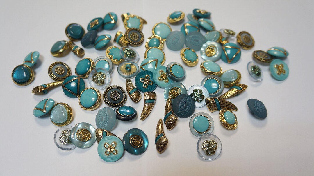 Shank Mix Buttons Set Turquoise Color Turquoise Decorative 65 Pieces ...