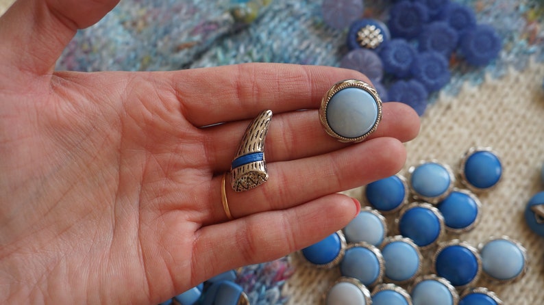 Decorative Buttons Set Blue Tone 65 Pieces Mix Colored Buttons | Etsy