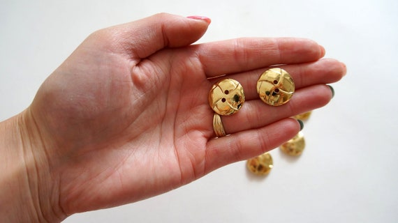 12 gold buttons SMALL buttons decorative buttons 2 hole | Etsy