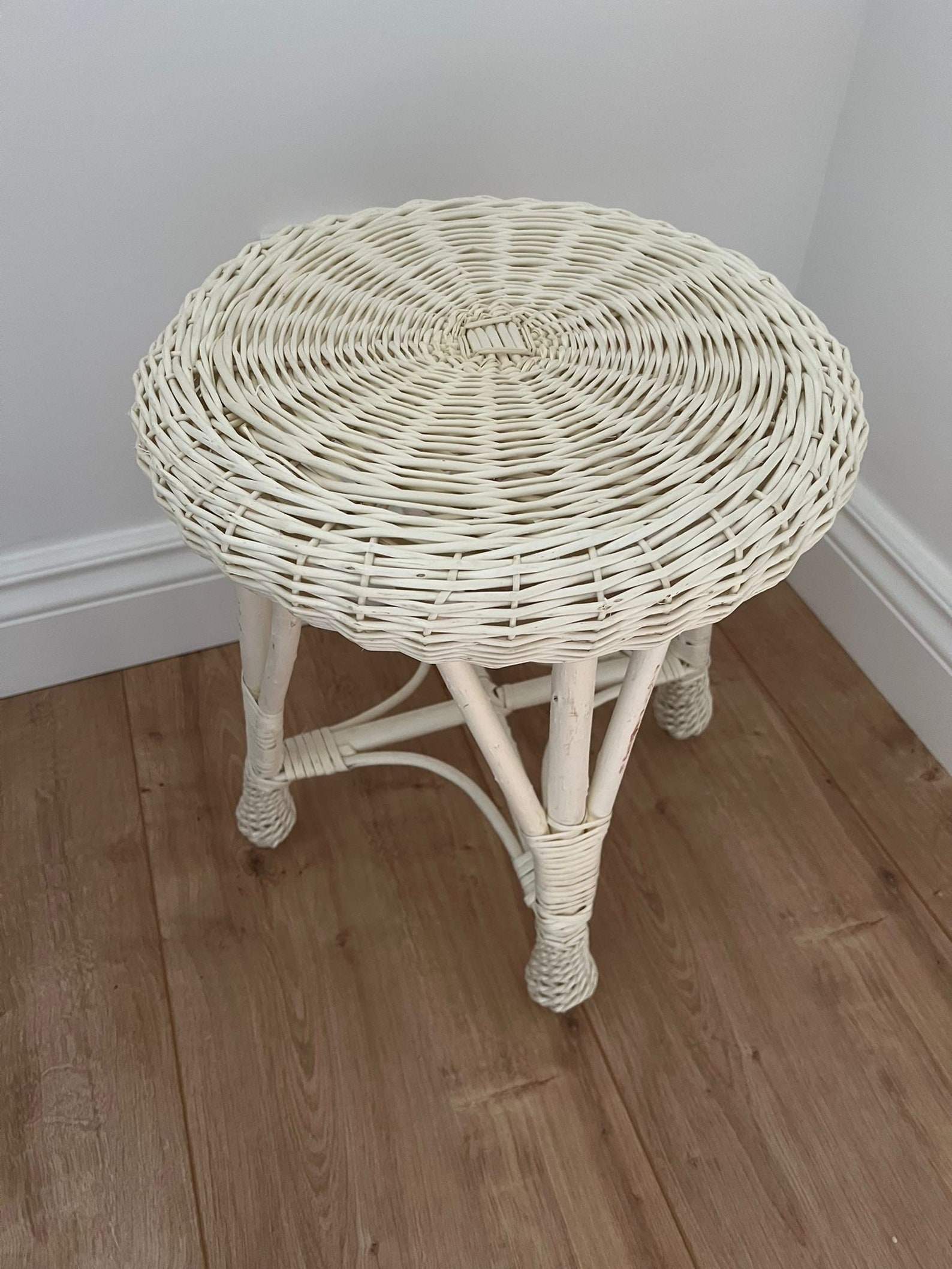 Wicker Stool Eco White Stool Chair Natural Wicker Gift for - Etsy