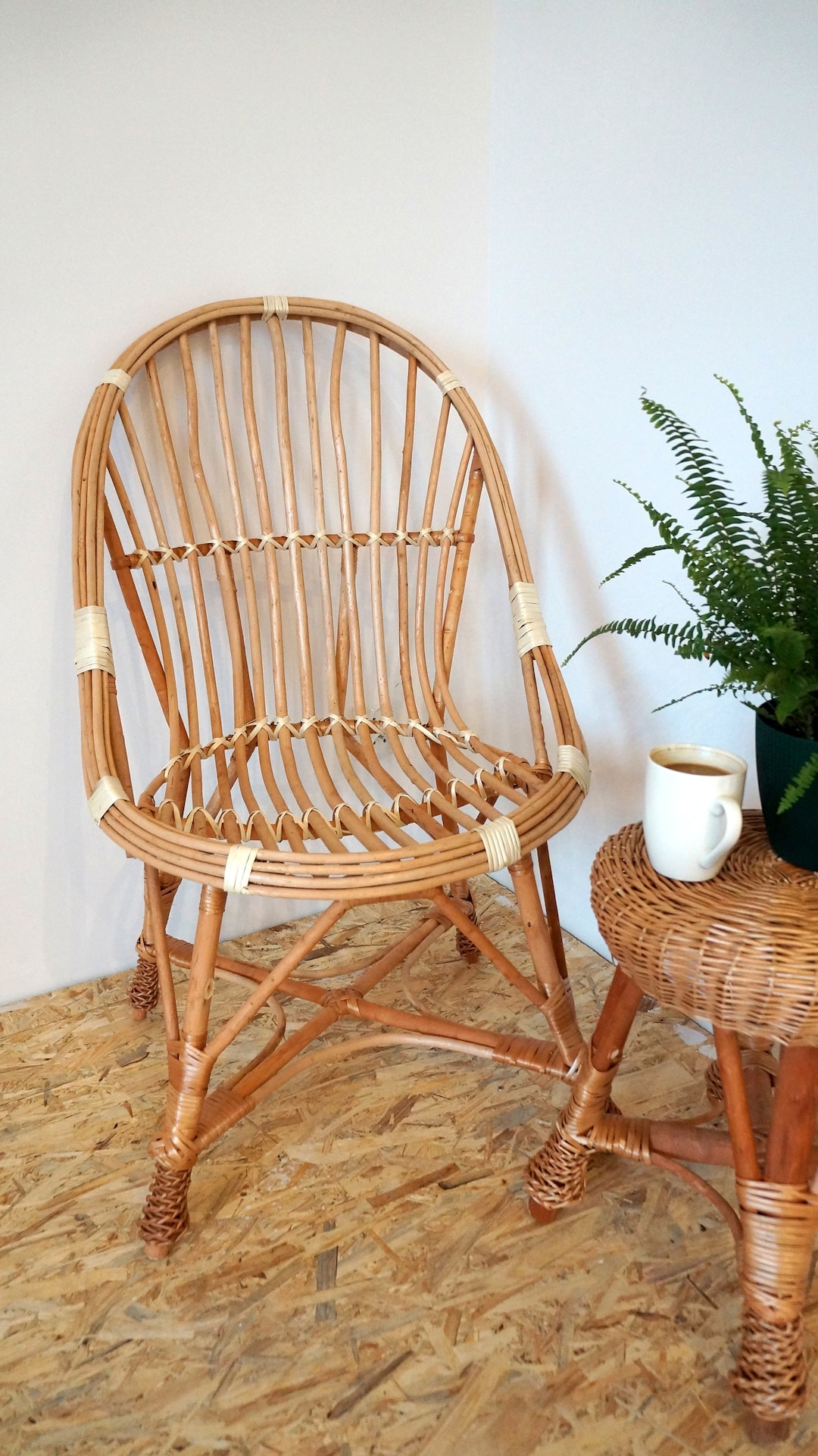 Handmade Wicker Armchair – Natural Rattan Boho Chair – Rustic Eco ...