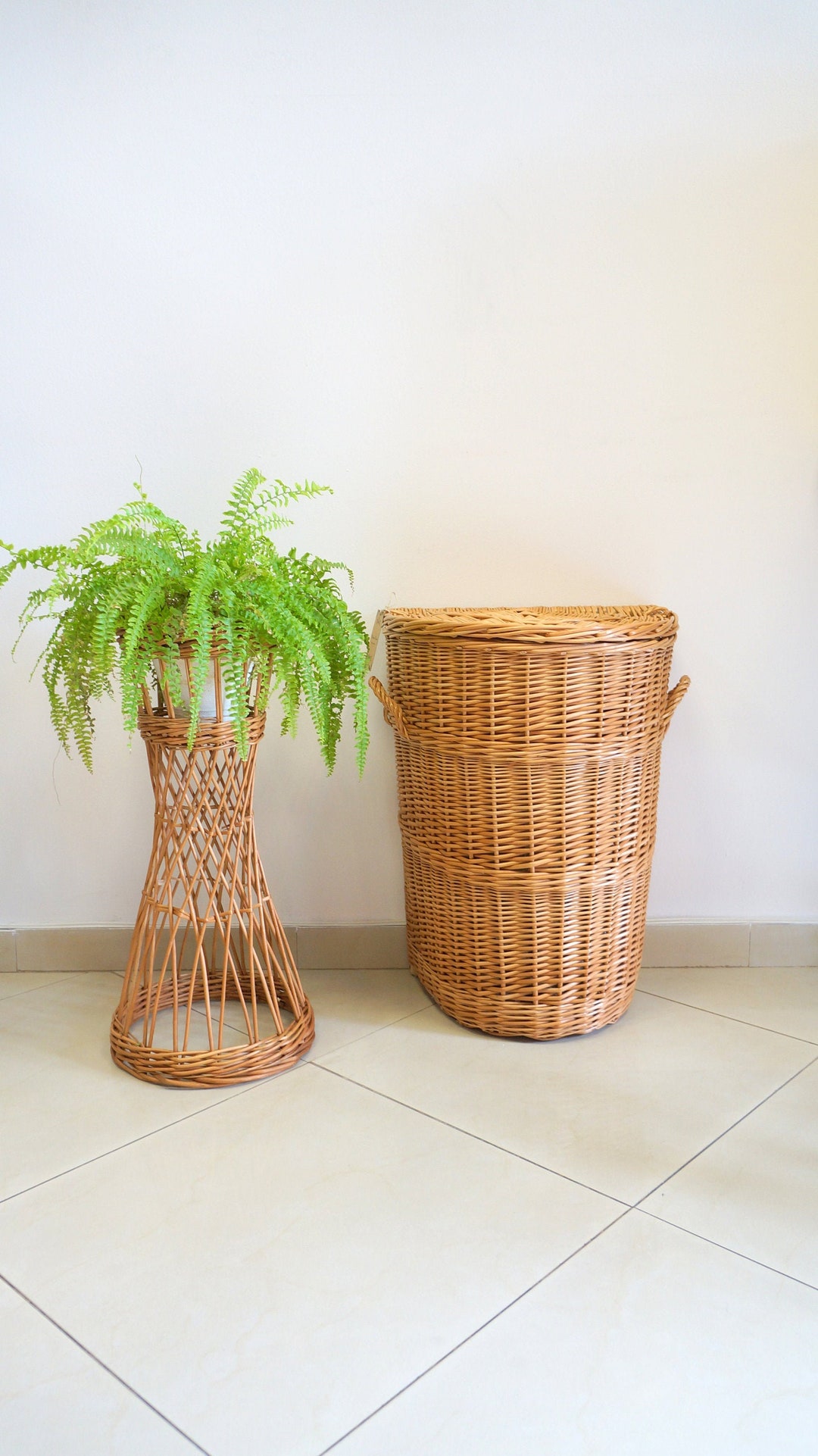 Wicker Laundry Basket, Corner Wall Basket, Wall Basket Family Home ...