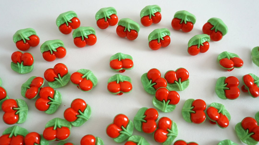 Cherries Buttons,buttons Shank 12 Pcs Set,cherry Shank Buttons,cute ...