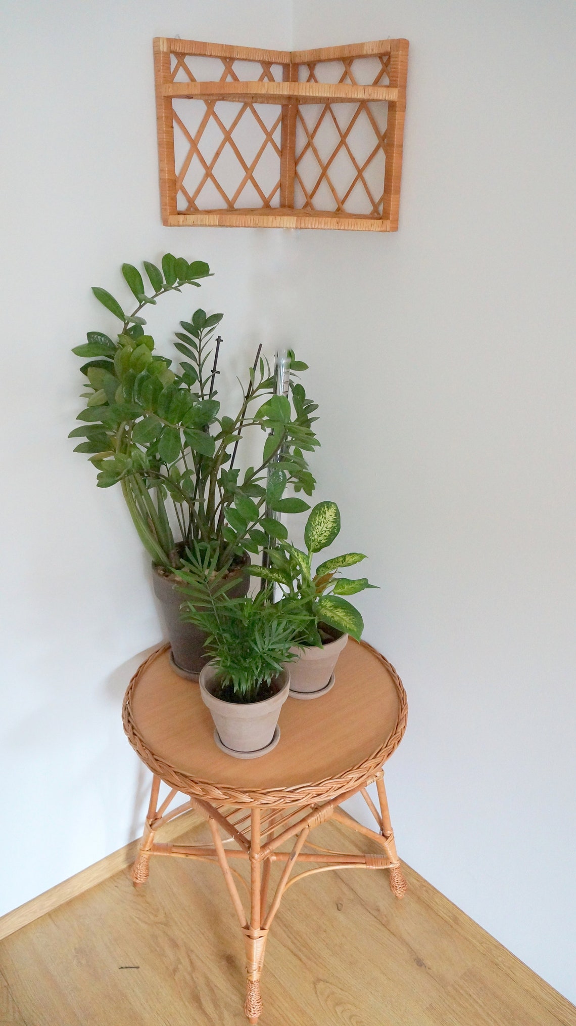 Wicker Corner Shelf Small Corner Natural Ecological Shelf - Etsy