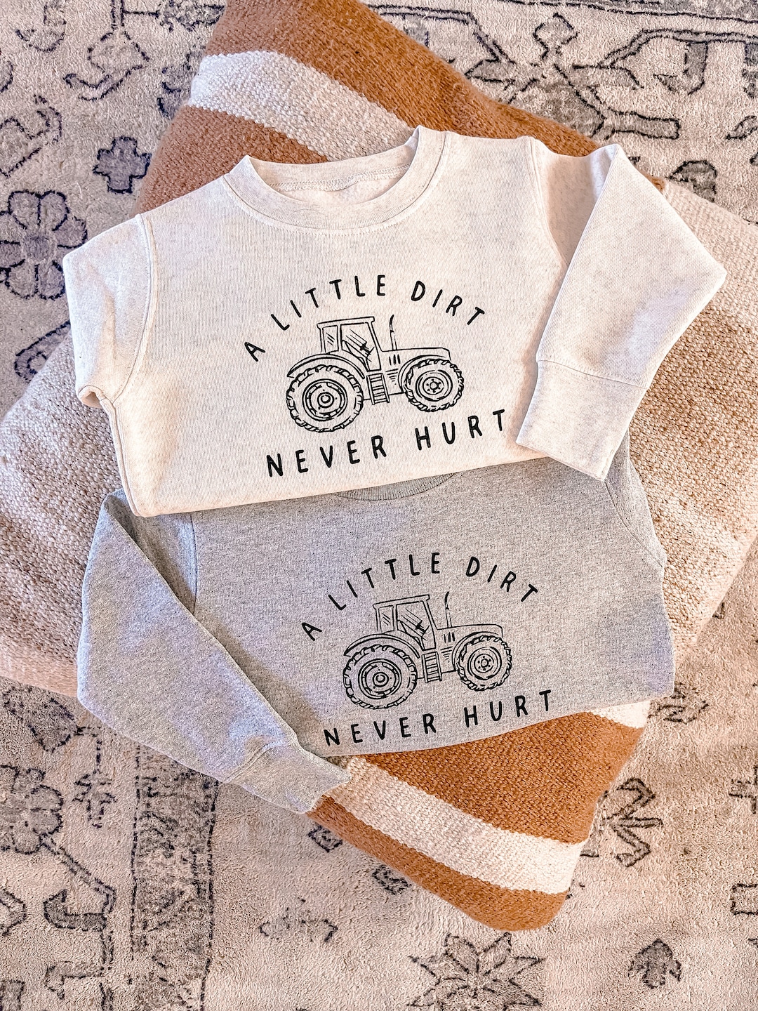 Toddler Tractor Sweatshirt Boy, A Little Dirt Never Hurt, Farmer Shirt ...