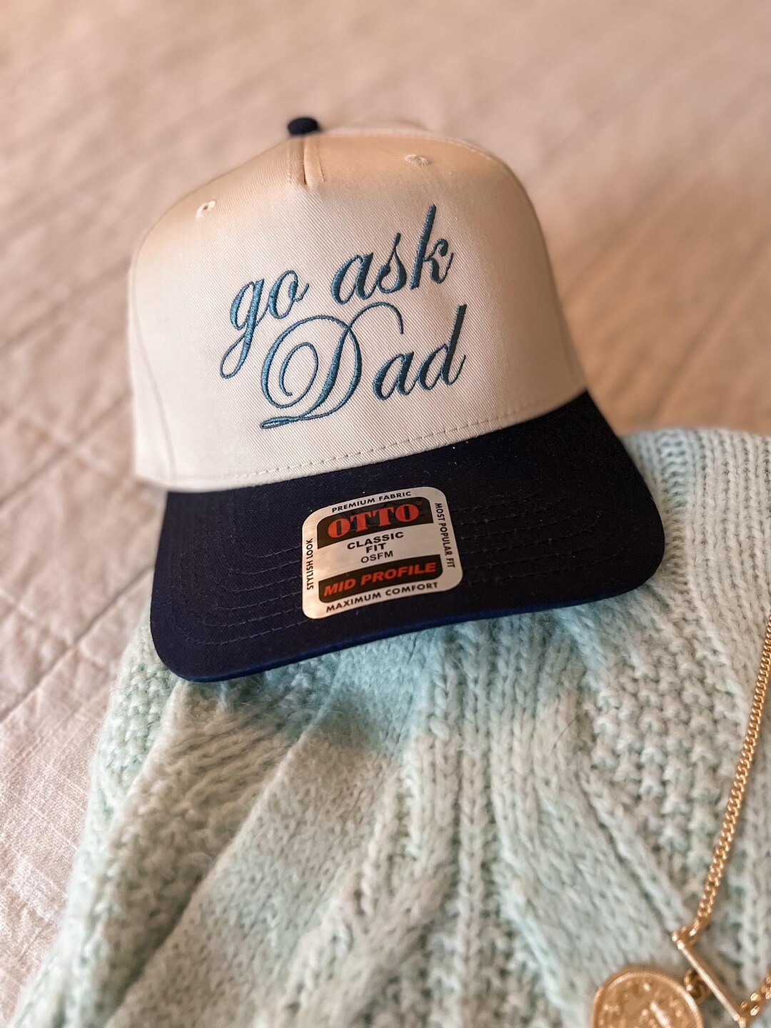Go Ask Dad Hat, Custom Embroidered Hat Snap Back, Baseball Hat Mama ...