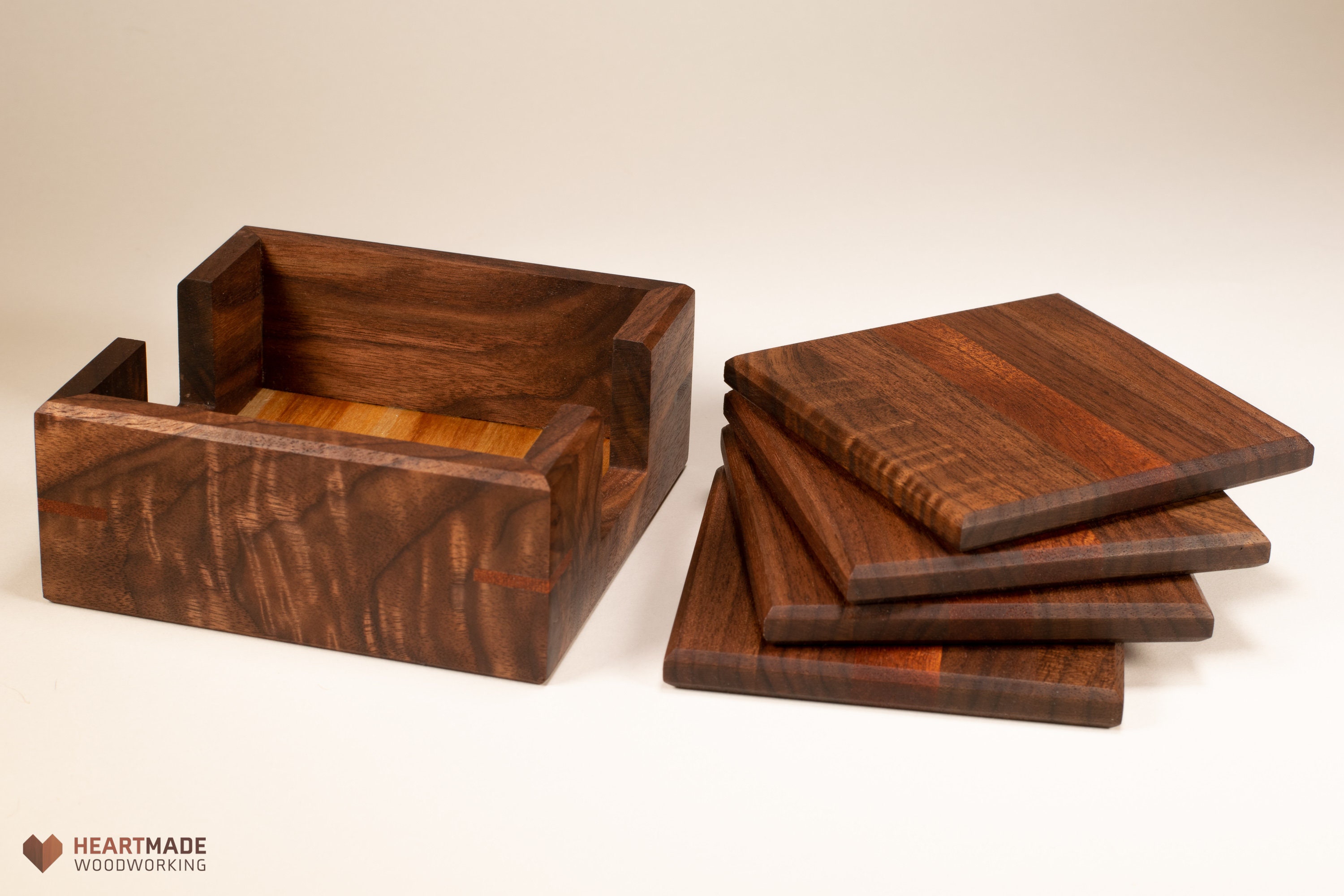 Large Wood Coasters With Holder Walnut and Mahogany Free U.S. Shipping ...