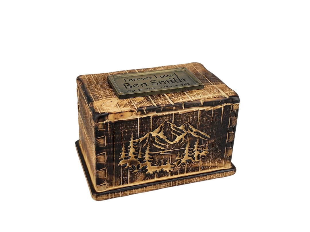 Rustic Flame Dovetail Urn / Handcrafted Pine Cremation Urn / Wood Urn ...