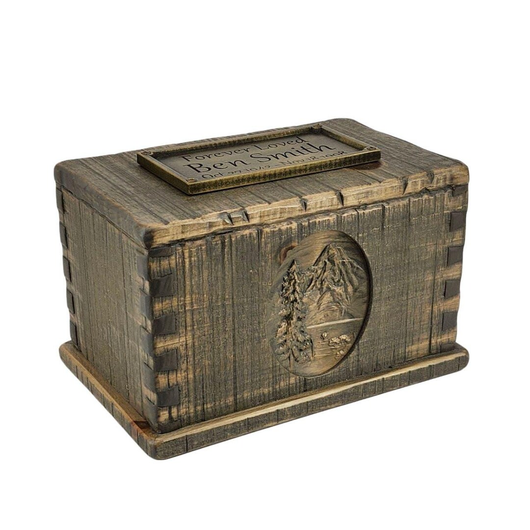 Rustic Woodsman Carved Urn / Wood Cremation Urn for Human Ashes ...