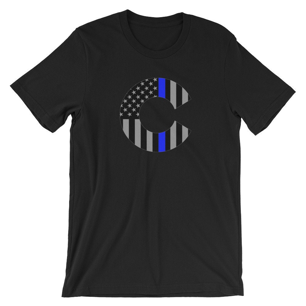 Thin Blue Line Police Flag Chicago Cubs C T Shirt Cubs Etsy
