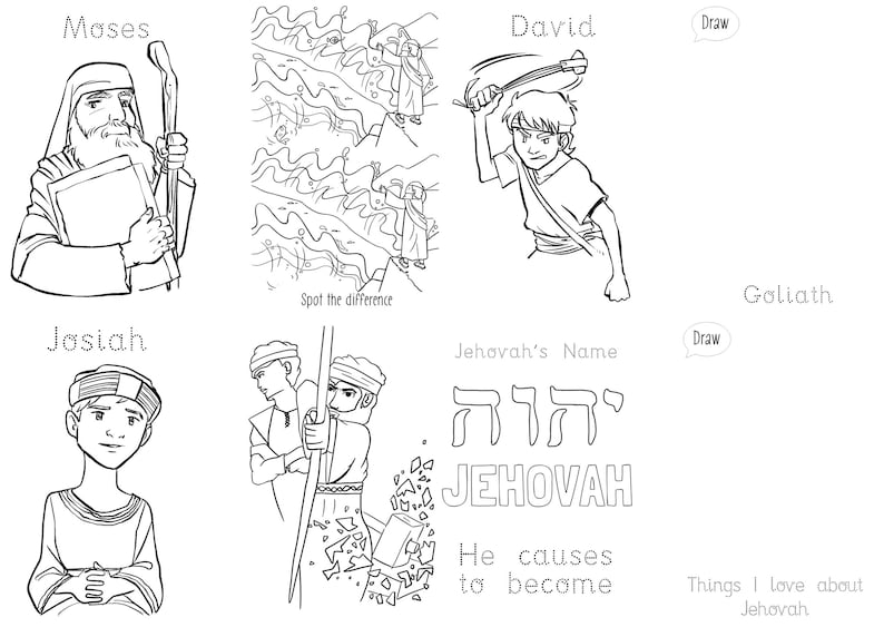 DIGITAL JW UPDATED Bible Colour & Draw Book Kids Personal Use Only - Etsy