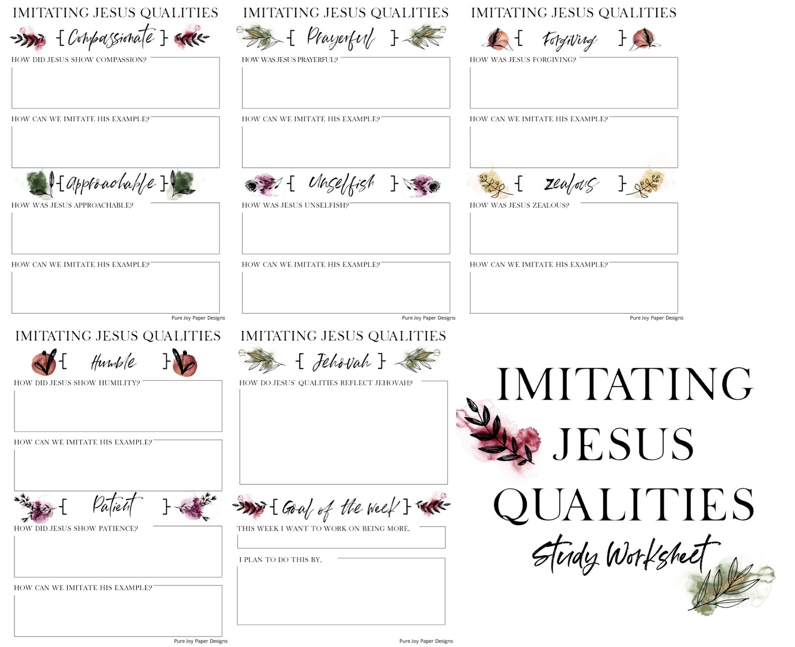 Digital Imitating Jesus Qualities JW Study Worksheet Printable | Etsy UK