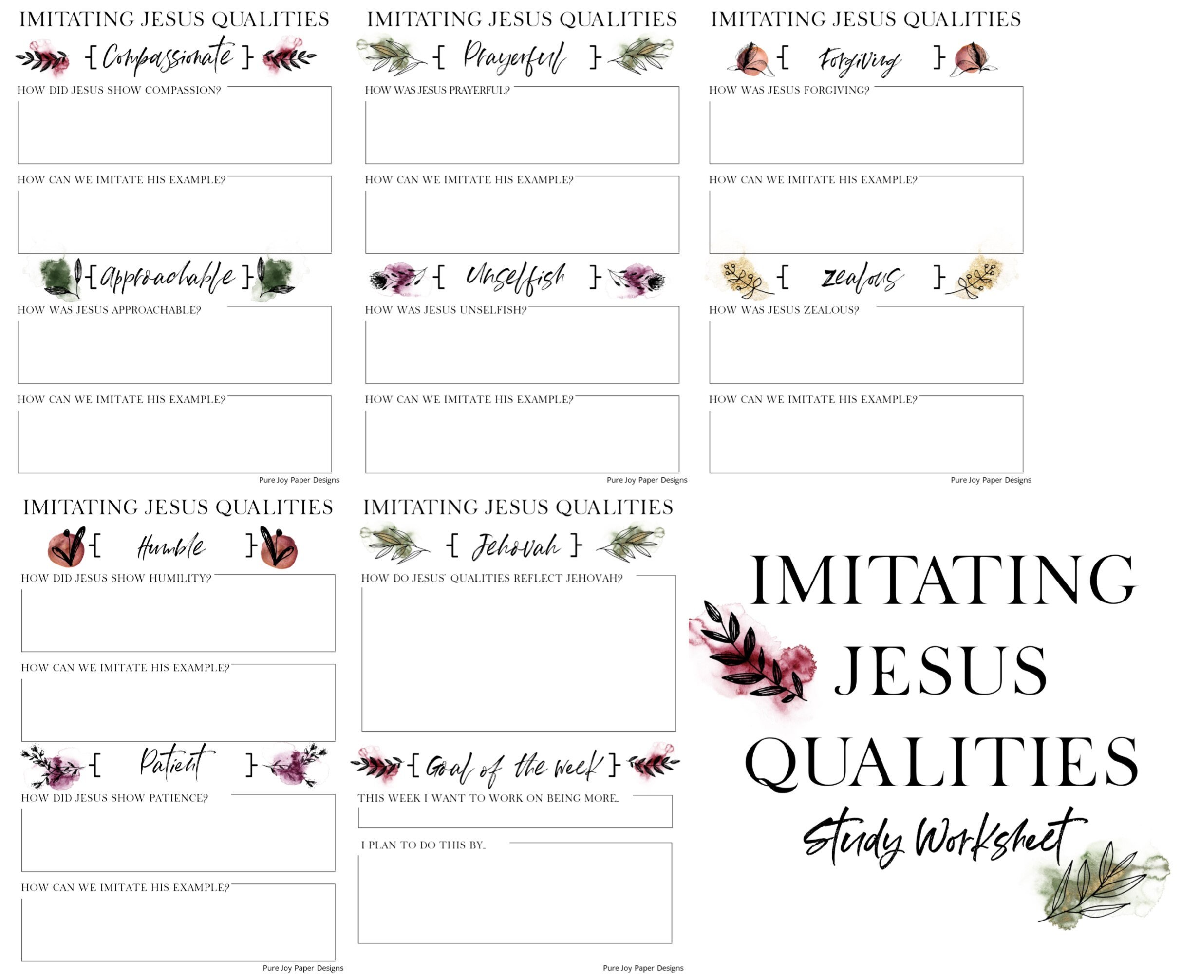 Digital Imitating Jesus Qualities JW Study Worksheet Printable - Etsy