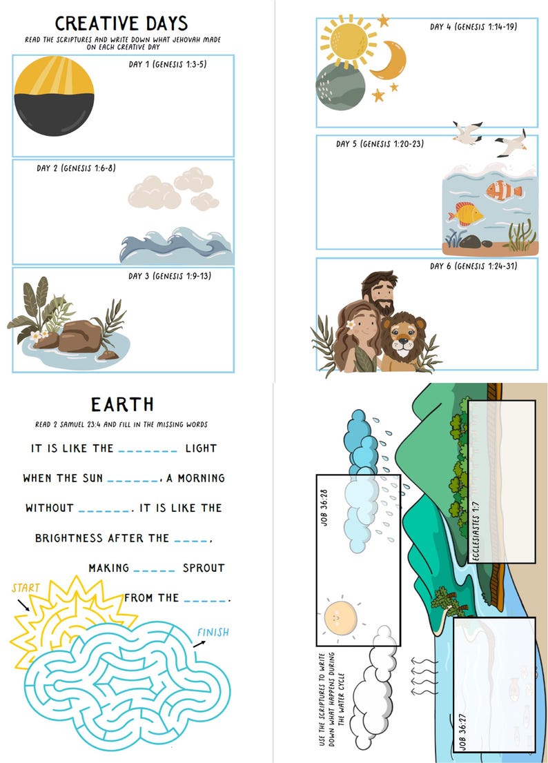 Bible Creation Activity Book JW Kids - Etsy