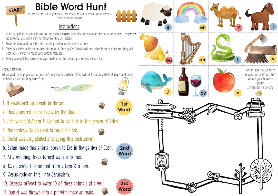 JW Kids Bible Activity Pack Printable Bible Word Hunt Treasure - Etsy