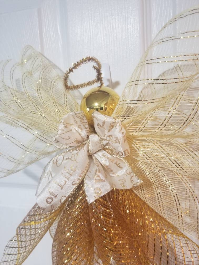 Gold Christmas Angel Gold Deco Mesh Angel Gold Angel Gold - Etsy