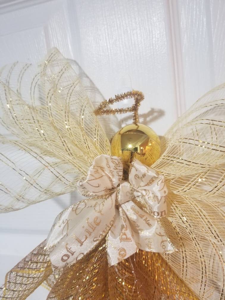 Gold Christmas Angel Gold Deco Mesh Angel Gold Angel Gold - Etsy