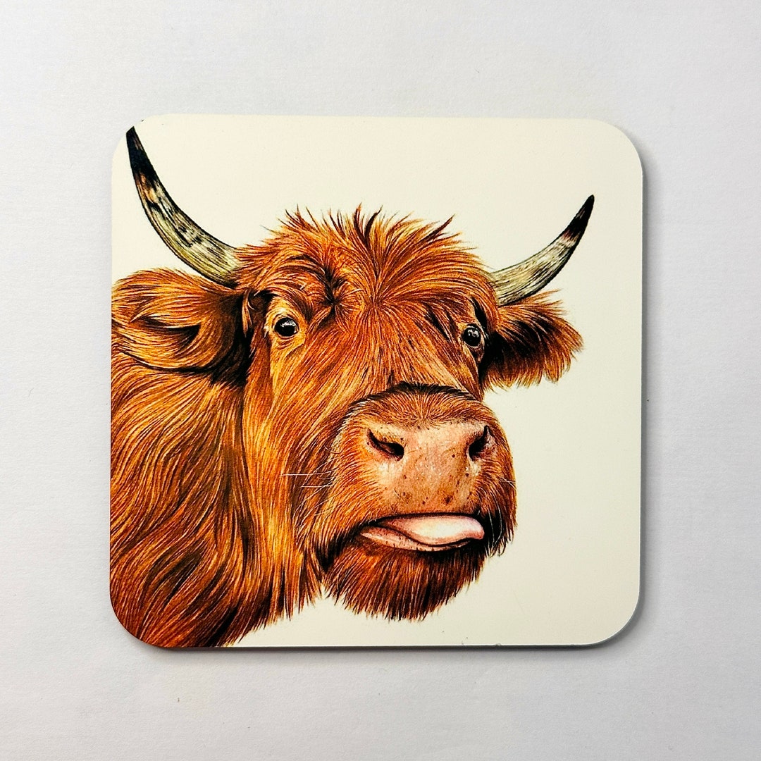 Highland Cow Coaster Highland Cow Art Highlands Coo - Etsy
