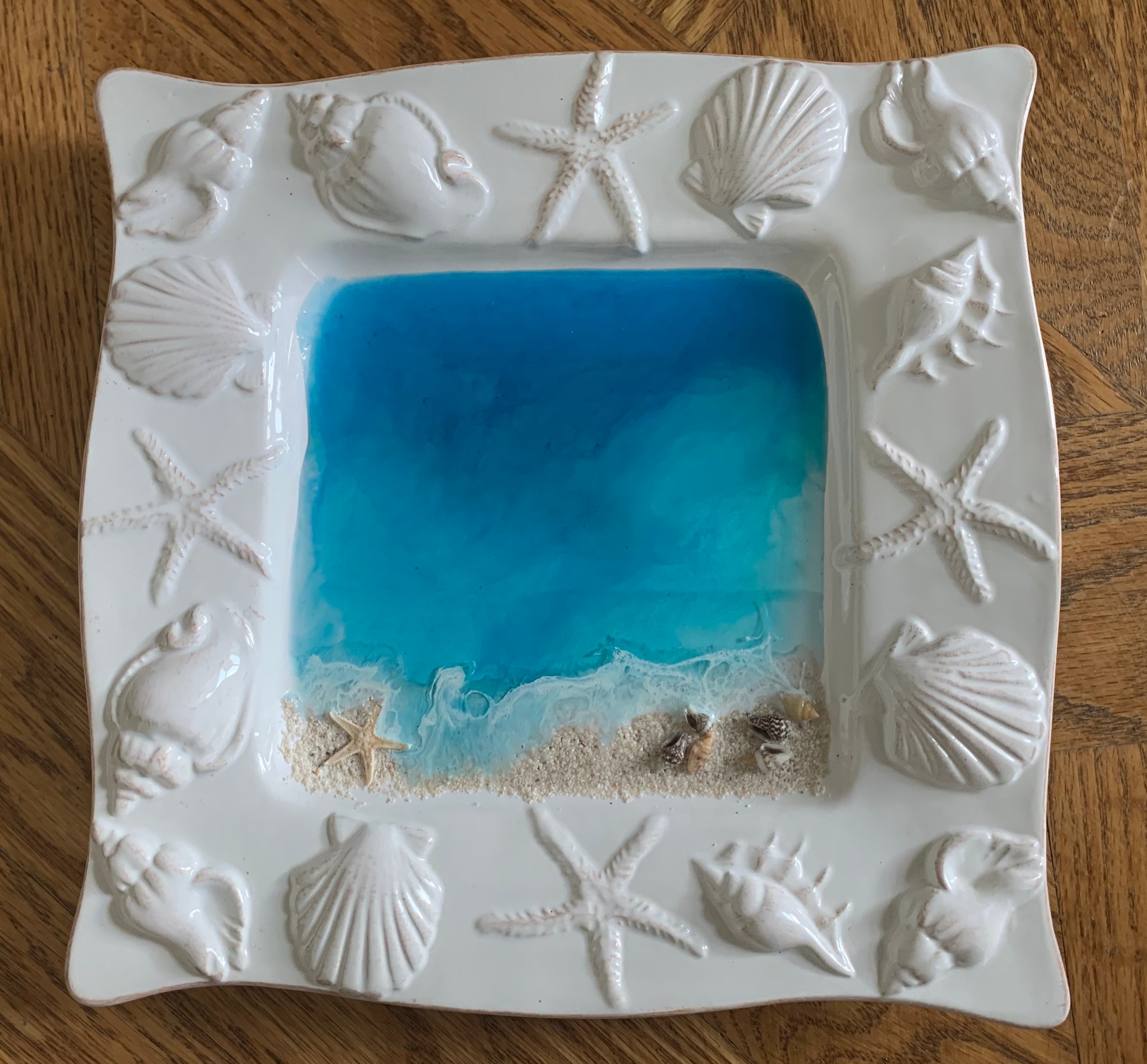 Beach on A Plate 9" SQUARE - Etsy