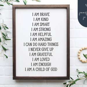 Affirmations Wall Art Svg for Kids | I Am Kind Svg | I Am A Child of ...