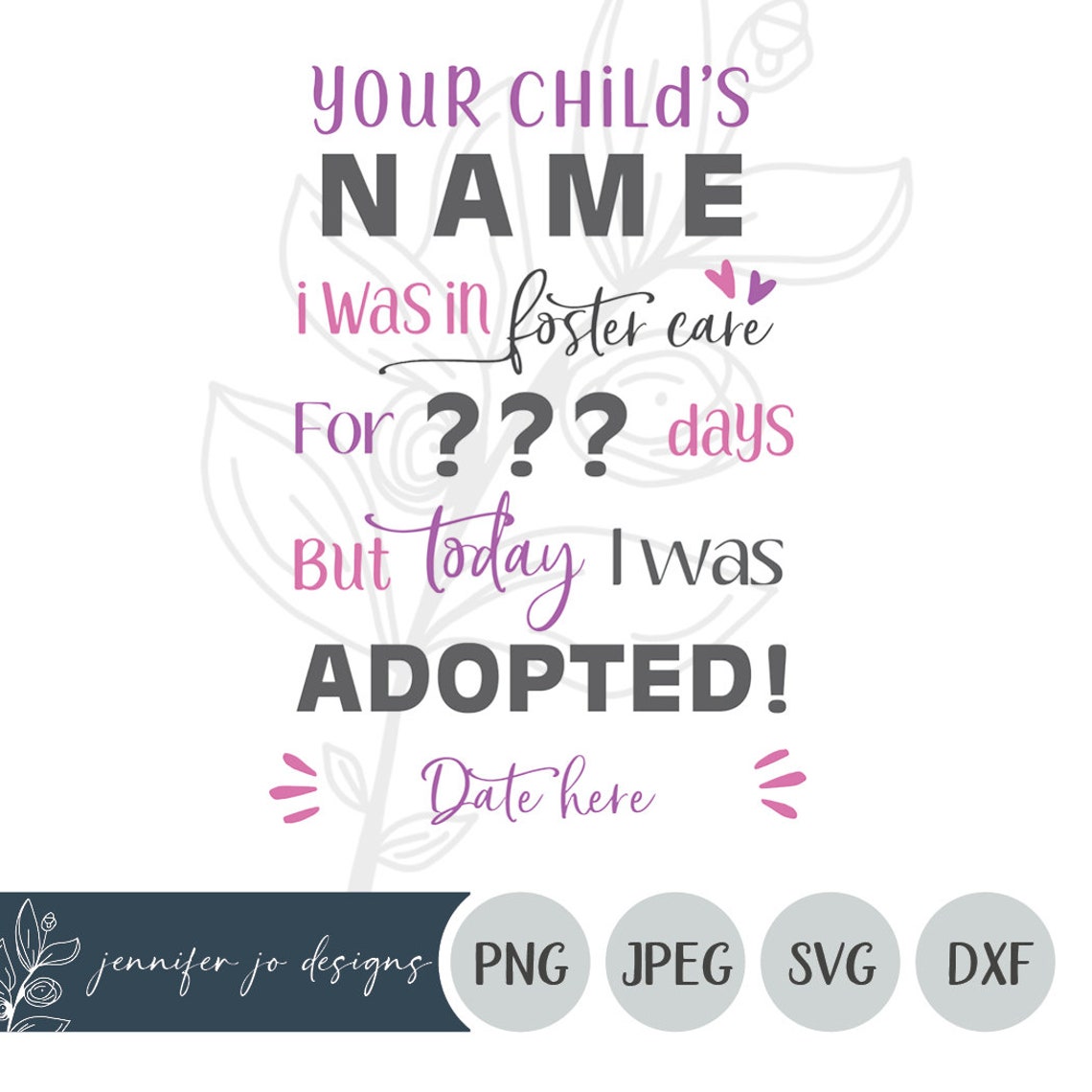 Girls Adoption Day SVG Custom Adoption Day SVG Childs - Etsy