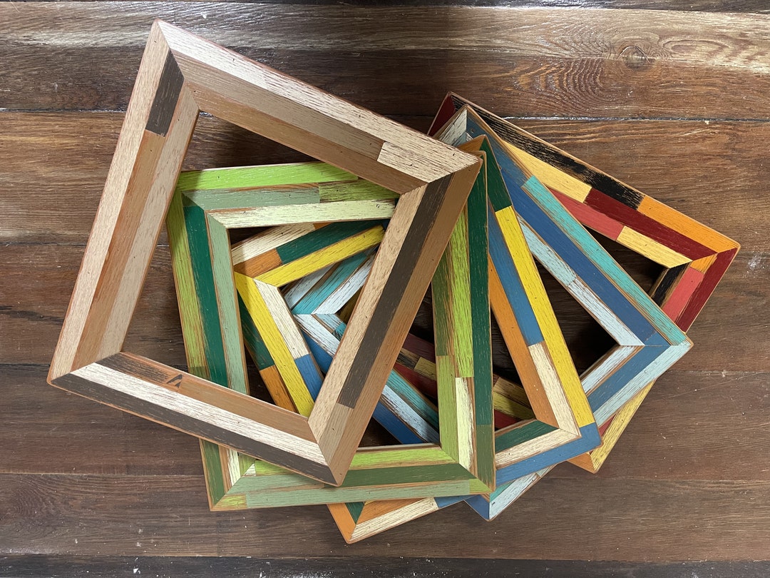 Multicolor Novelty Frame - 1" Slats - 3" Borders - Multicolored Picture ...