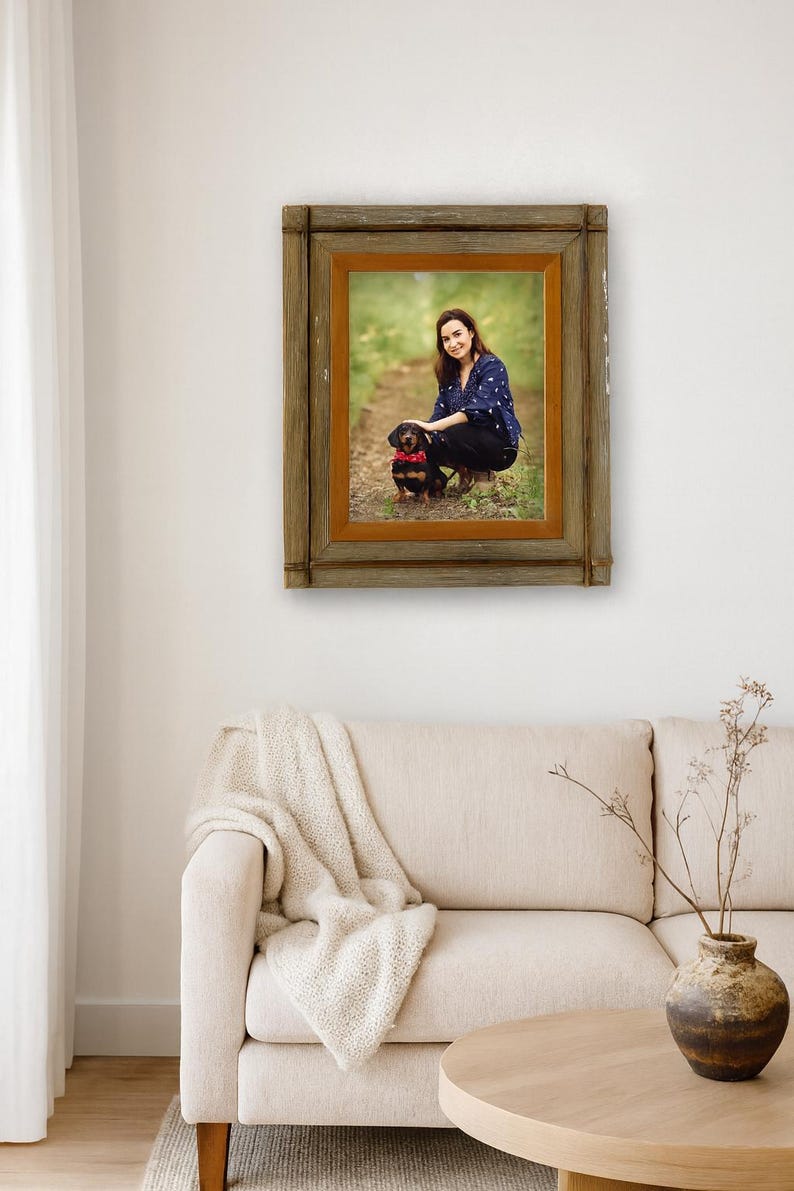 Rustic Reclaimed Wood Picture Frame: Farmhouse Inset Trim, Handmade - Etsy