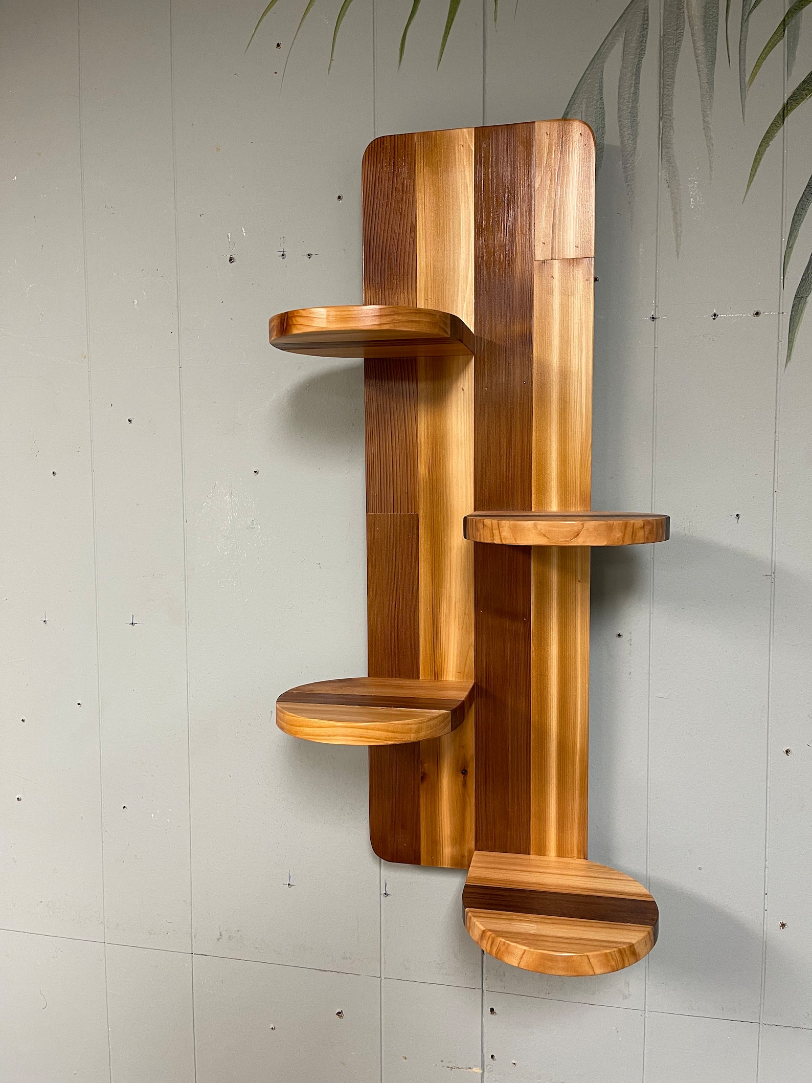 4 Tier Wall Shelf, Reclaimed Wood, Floating Wall Shelf, Round Shelves ...