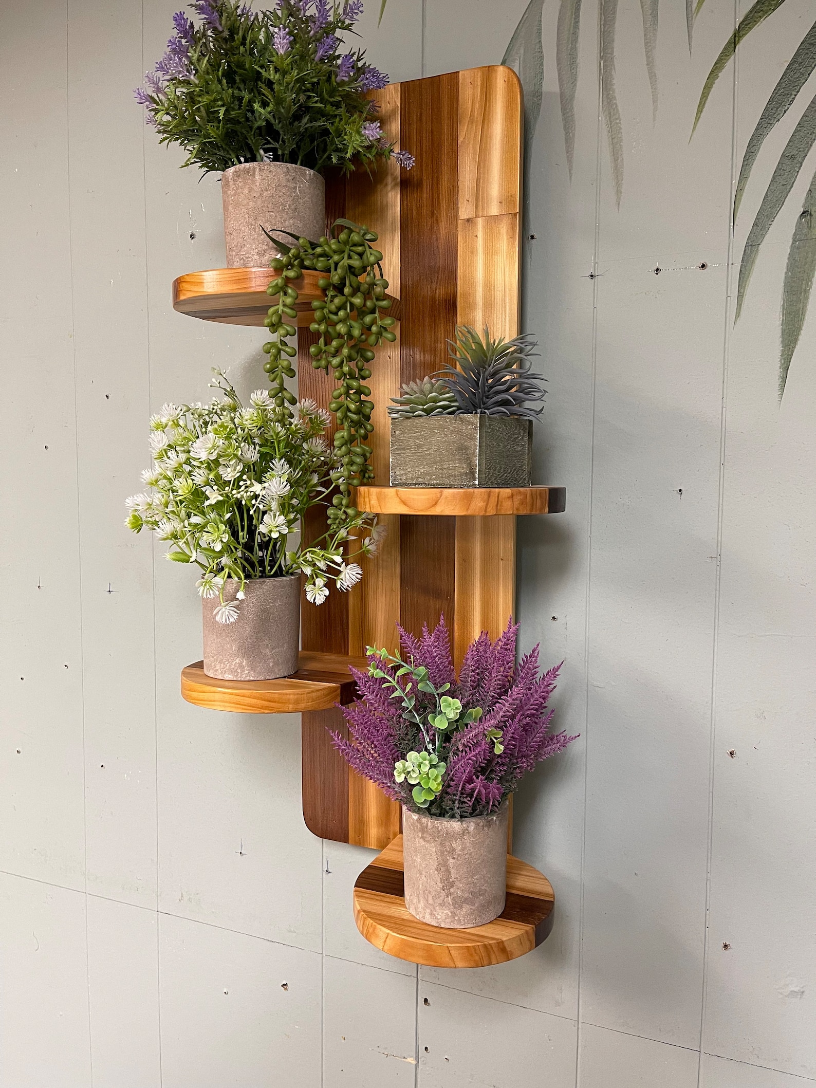 4 Tier Wall Shelf, Reclaimed Wood, Floating Wall Shelf, Round Shelves ...