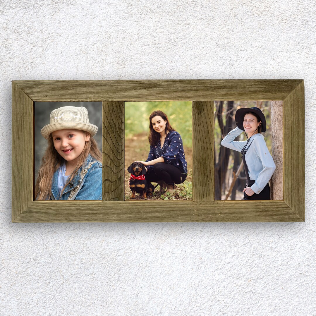 Barnwood Style Rustic Wood Multi-photo Frame, Rustic Wall Decor, Family ...