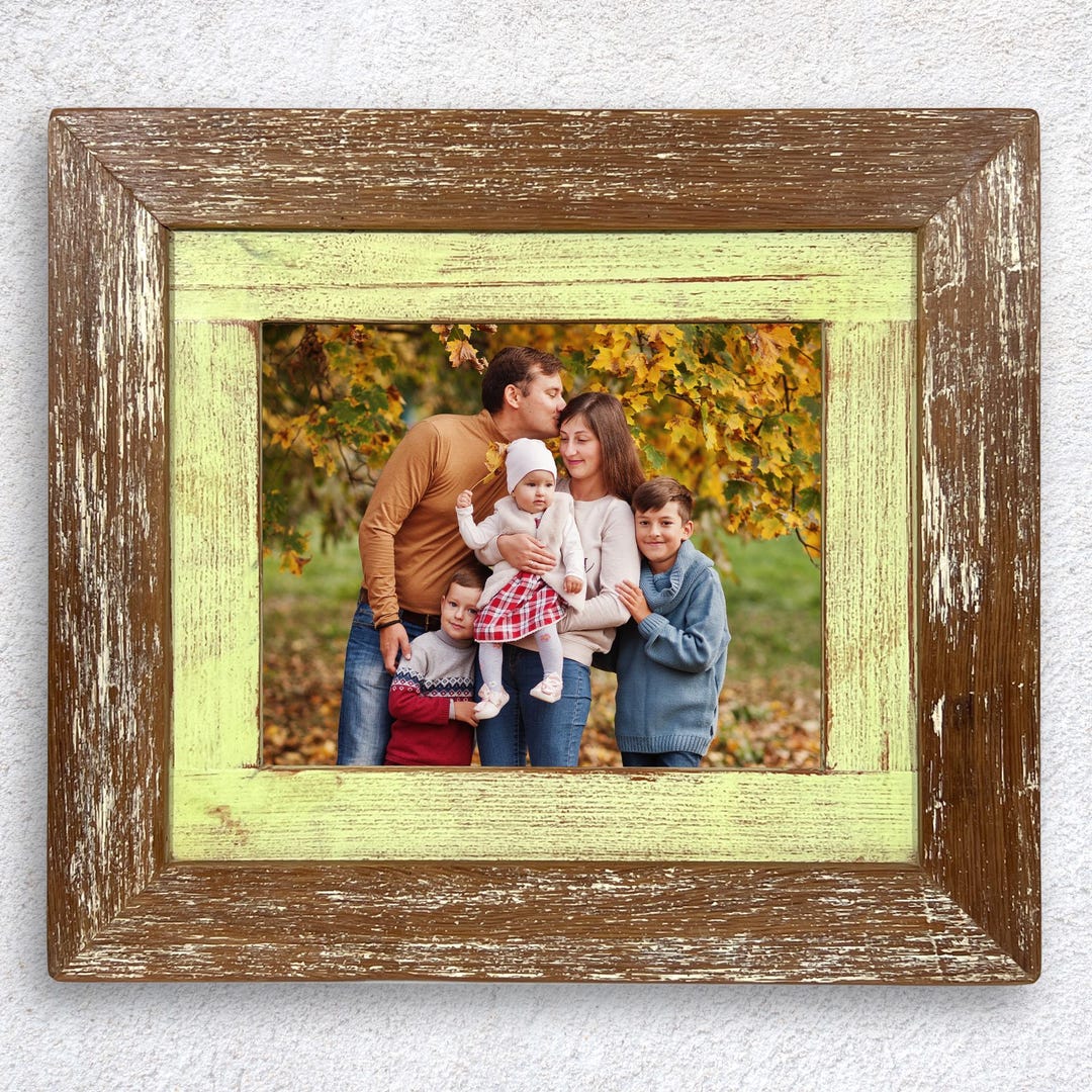 Reclaimed Wood Photo Frame: Multi-level Rustic Decor With Color Border ...