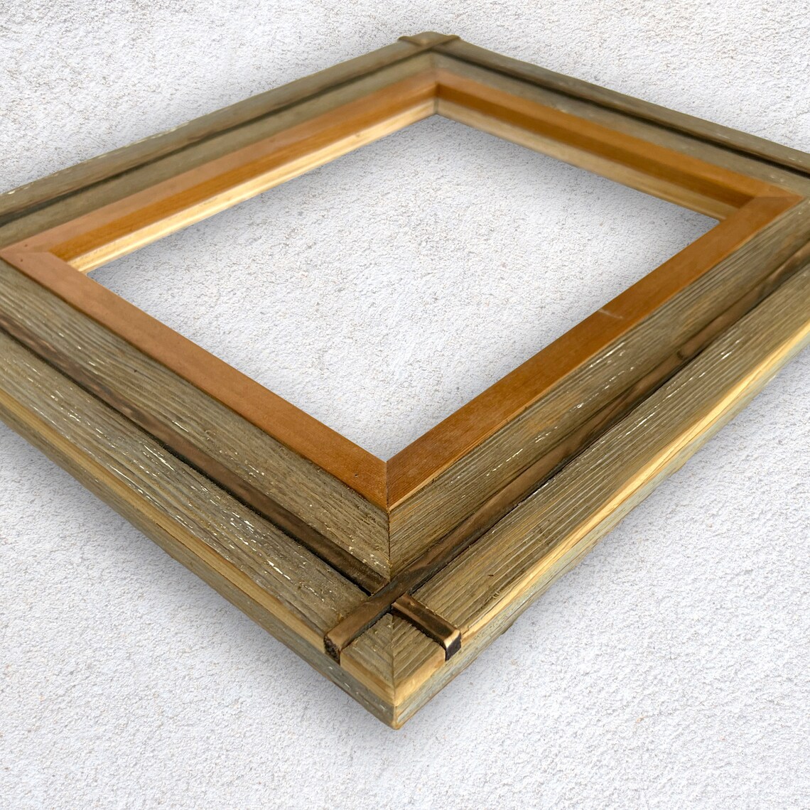 Rustic Reclaimed Wood Picture Frame: Farmhouse Inset Trim, Handmade - Etsy