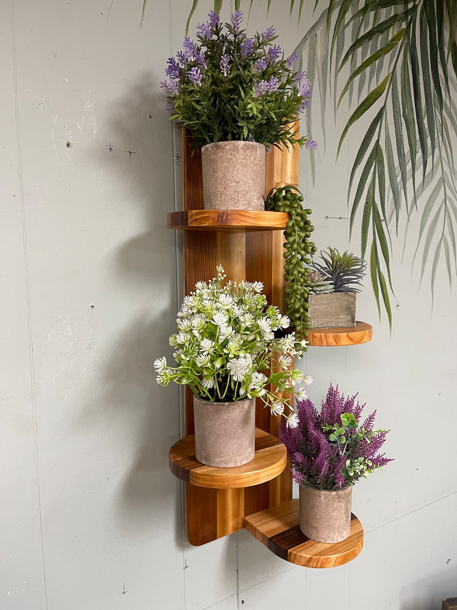 4 Tier Wall Shelf, Reclaimed Wood, Floating Wall Shelf, Round Shelves ...