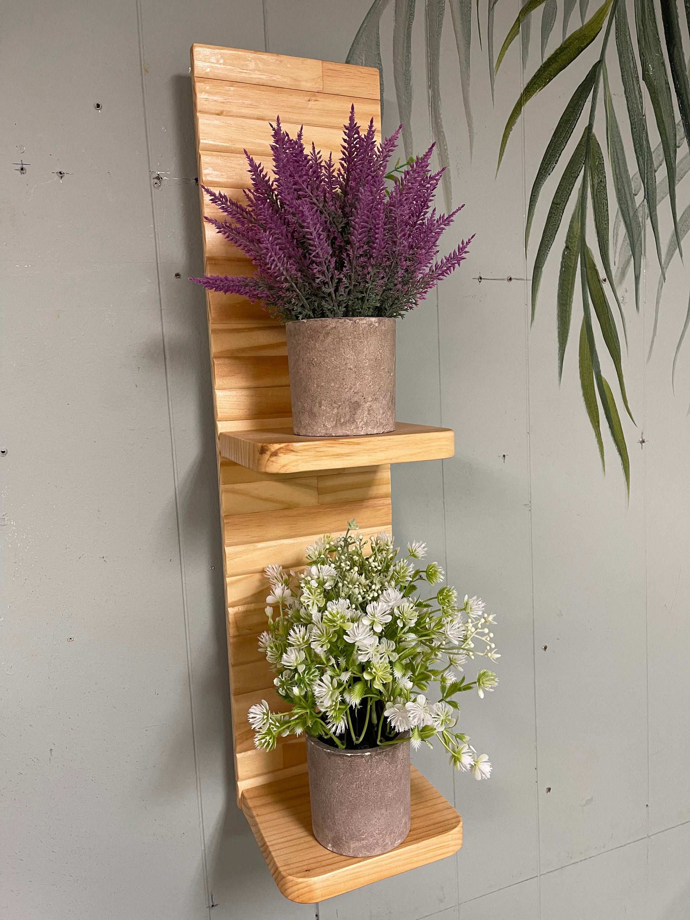 Floating Wall Plant Shelf Horizontal or Vertical Slats 5 - Etsy