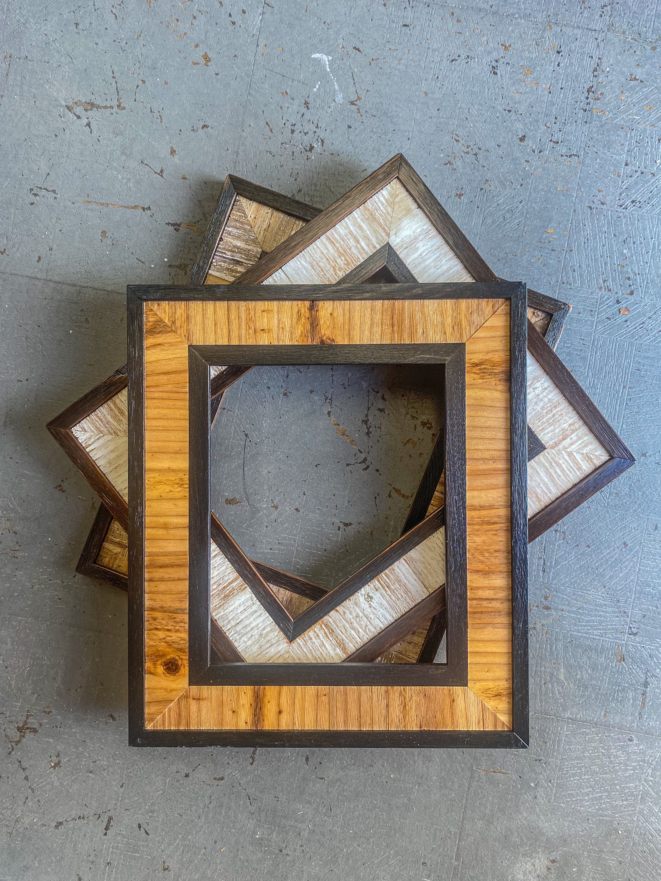 Rustic Wood Frame W/ Intricate Hand Inlaid RECLAIMED WOOD - Etsy
