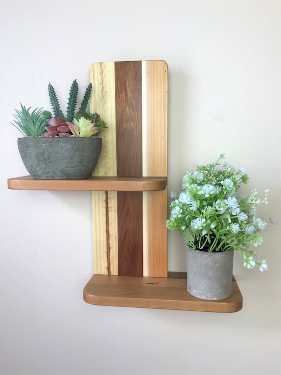 Two tier wooden shelf store