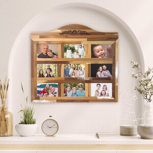 Rustic Collage Multi-photo Wood Frame With Top Decoration, Twelve ...