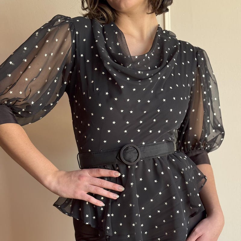 Sheer Cowl Blouse - Etsy